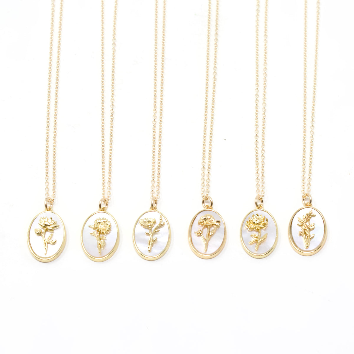 Birth Flower Necklace - Gold MOP – Crafts & Love